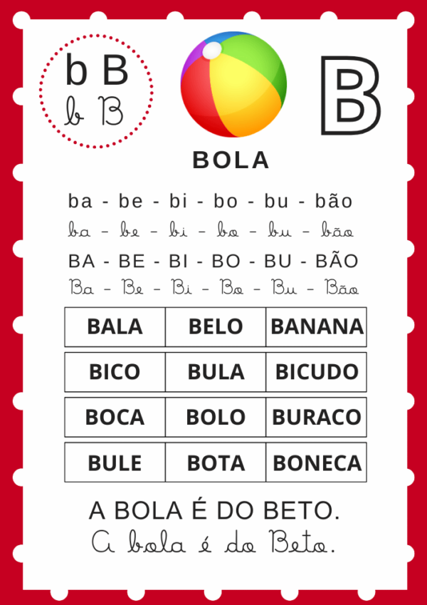 Fichas de Leitura Sílabas Simples Para Imprimir