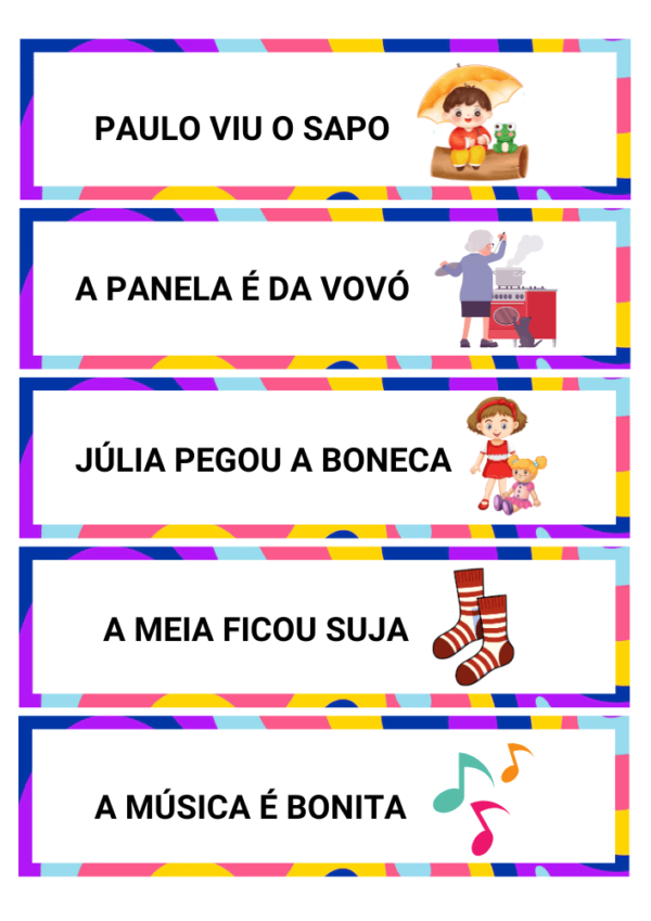 65 Fichas de Leitura Frases Sílabas Simples