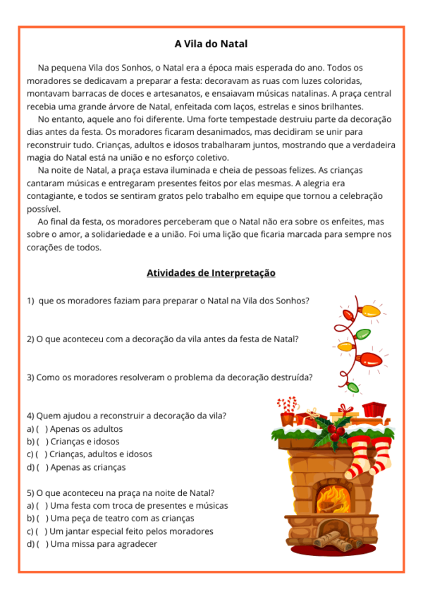 Texto de Natal Com Interpretação Para o 4º Ano