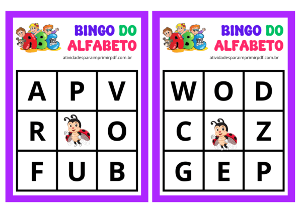 Bingo do Alfabeto Cartelas Para Imprimir (Alfabetização)