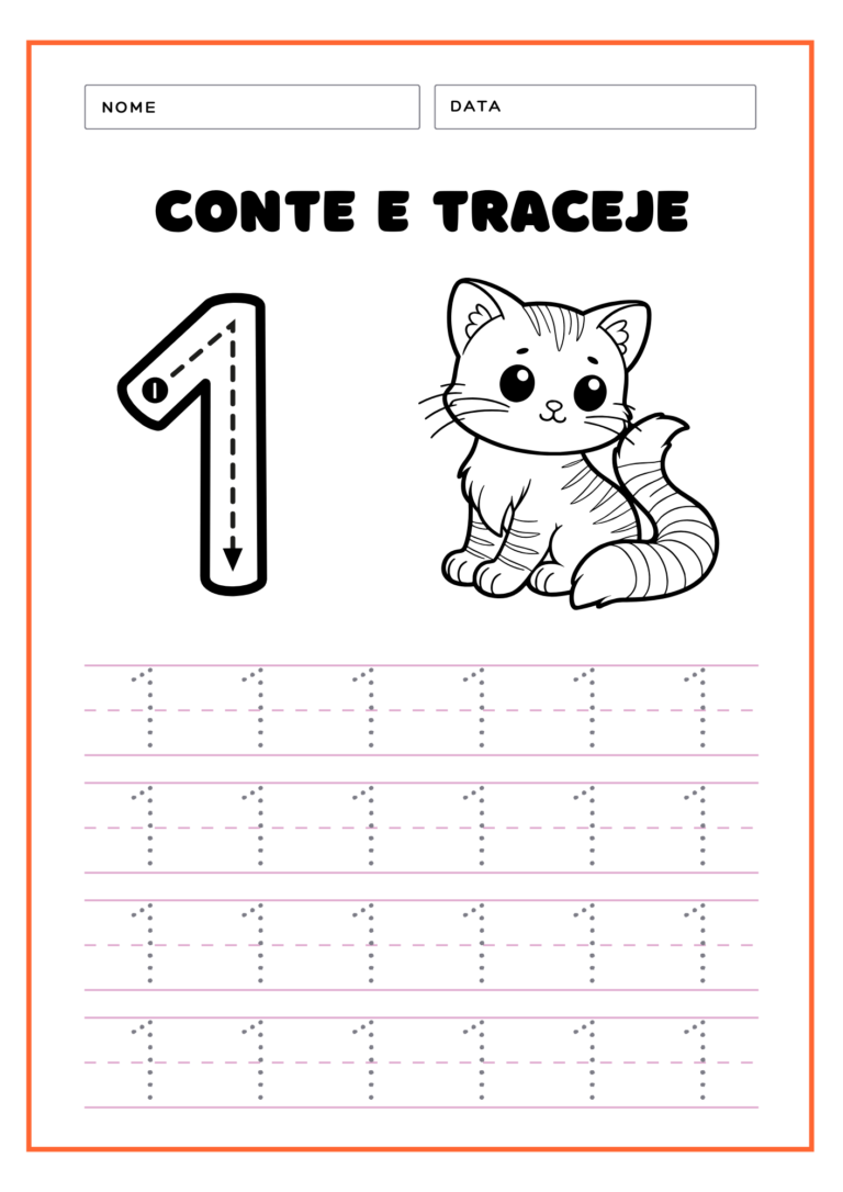 Números pontilhados de 0 a 10 para imprimir